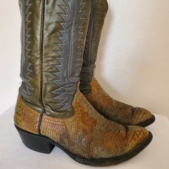 Tony Lama | Shoes | Tony Lama Painted Green Brown Tan Black Western ...